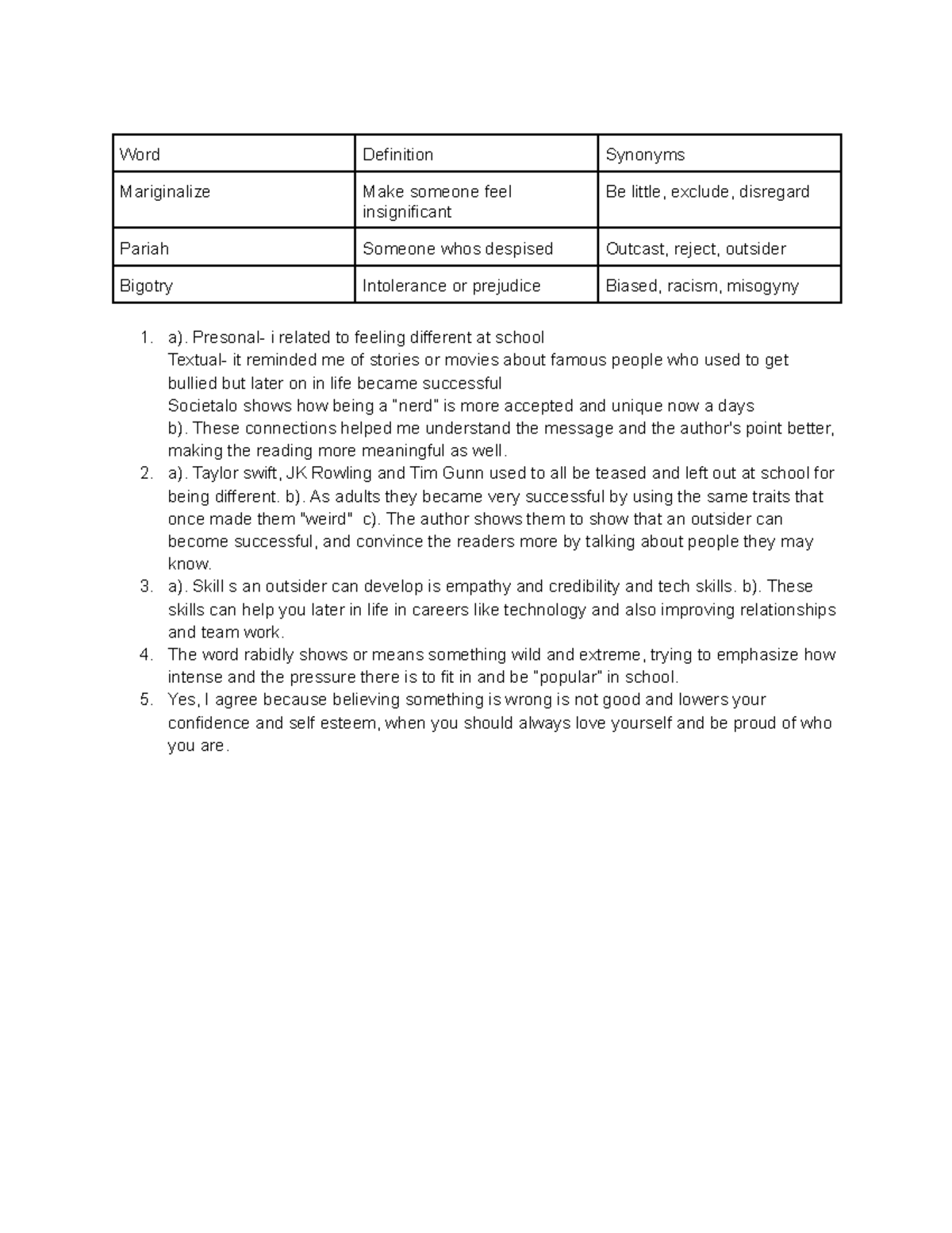 Vocab Preview: Word Definitions & Synonyms for ENG 101 - Studocu