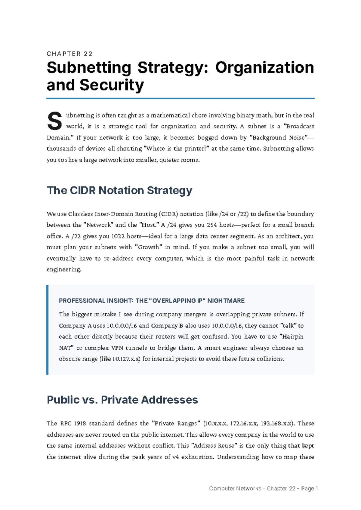 CHAPTER 22: Subnetting Strategy for Network Organization & Security ...