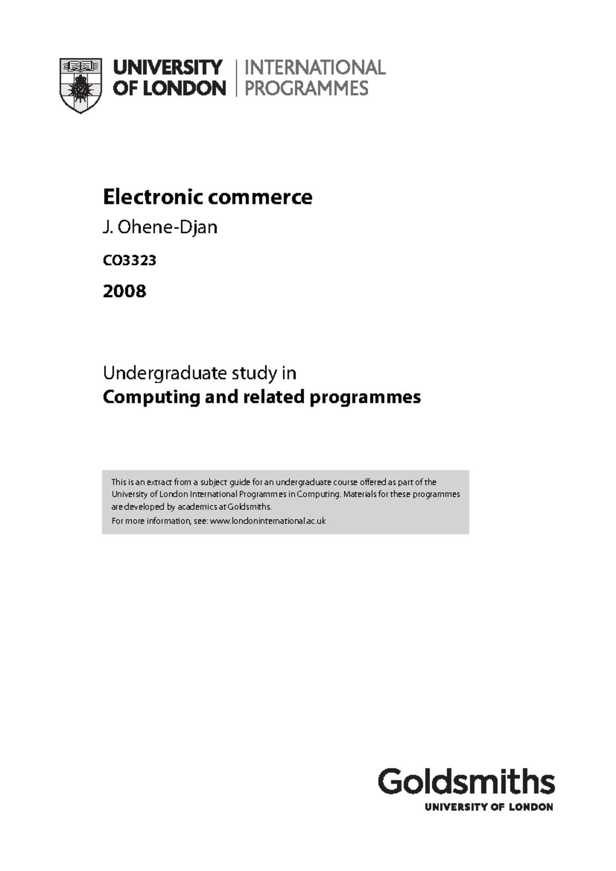 E-commerce Subject Guide: Key Concepts & Strategies (CO 2008) - Studocu