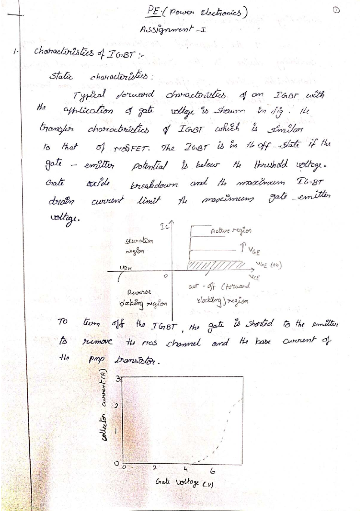 PE.(Power Electronics) Assignment I: IGBT Characteristics & Applications - Studocu