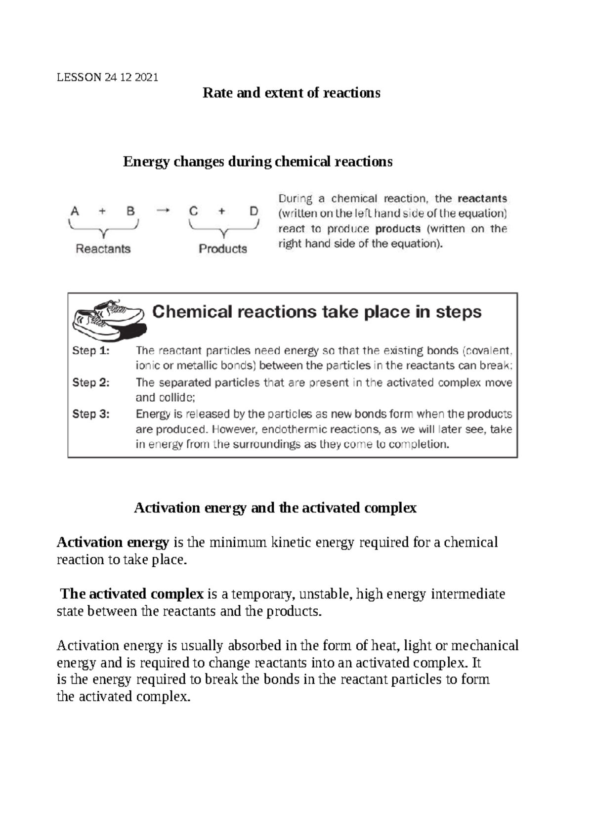 Lesson 24: Rate & Extent of Reactions - Energy Changes & Catalysts ...
