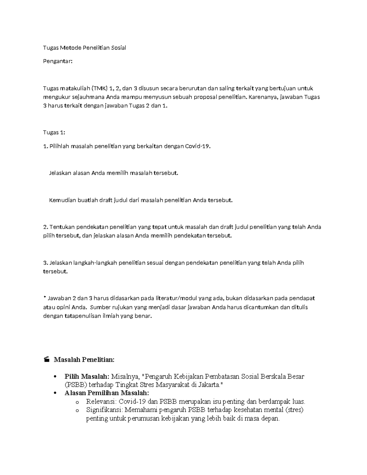 Tugas 1: Proposal Penelitian Covid-19 Metode Penelitian Sosial - Studocu