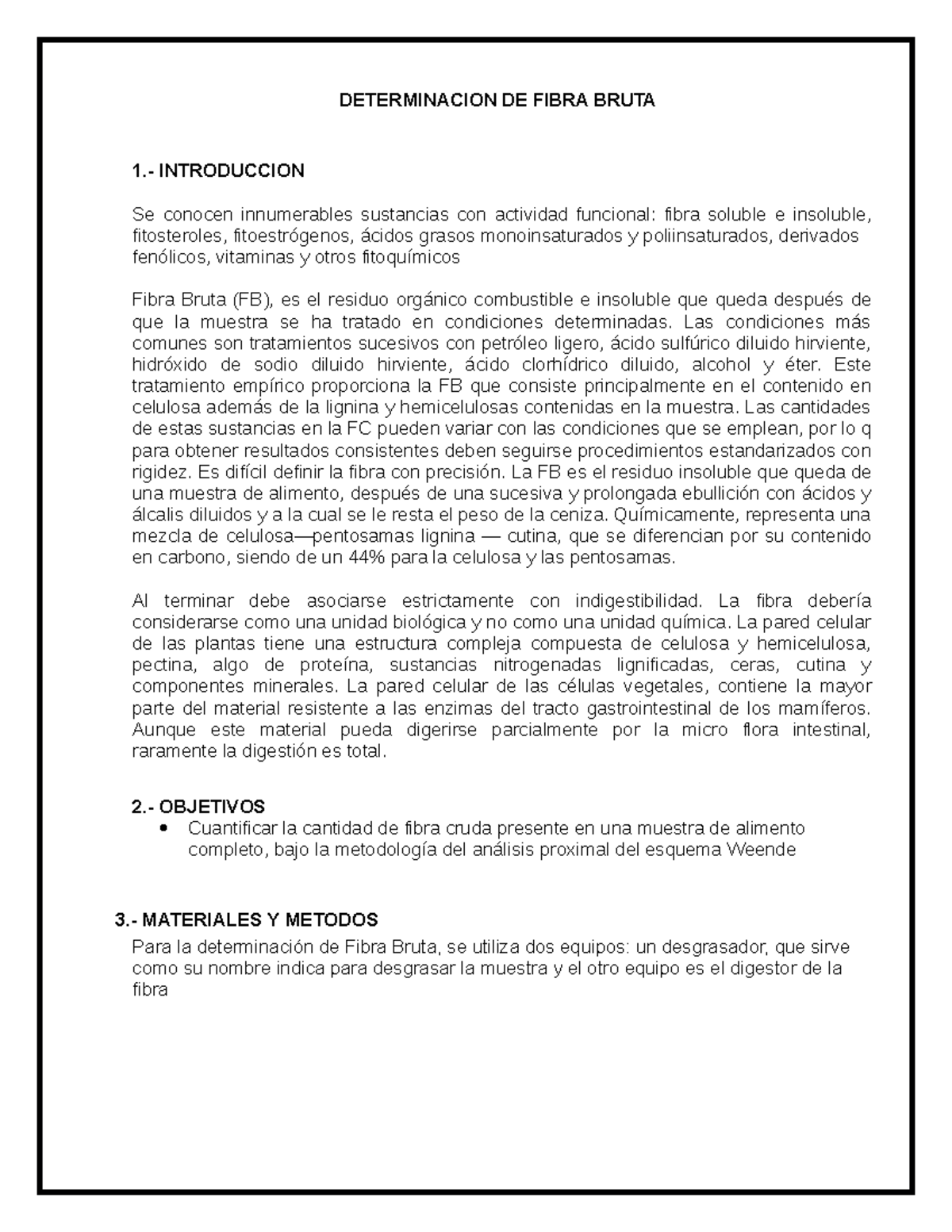 Determinacion DE Fibra Bruta Finañ - DETERMINACION DE FIBRA BRUTA 1 ...