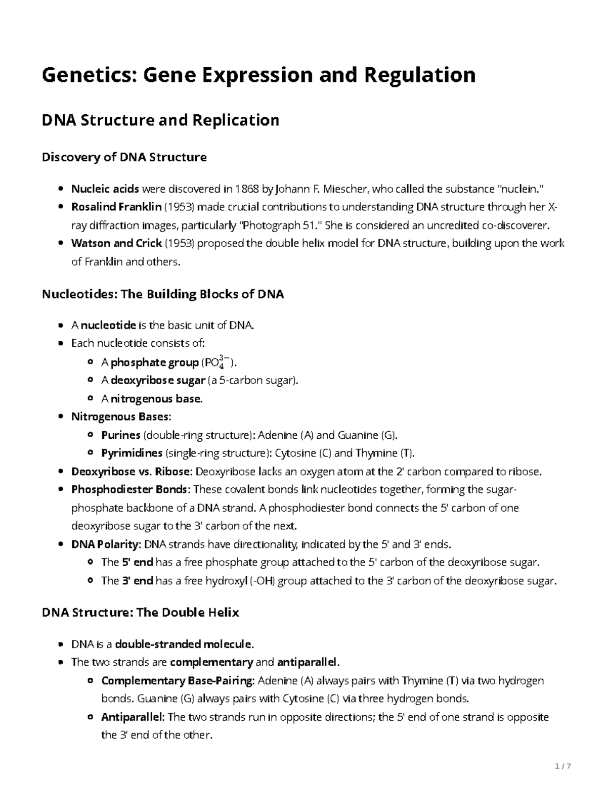 Genetics: Gene Expression and Regulation Lecture Notes - Studocu