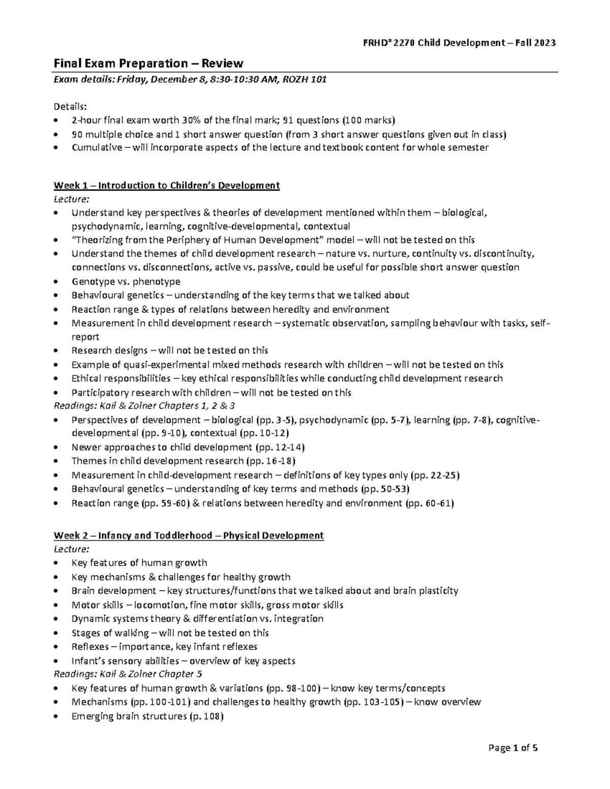 FRHD 2270 Final Exam Review - Key Concepts and Short Answers F23 - Studocu