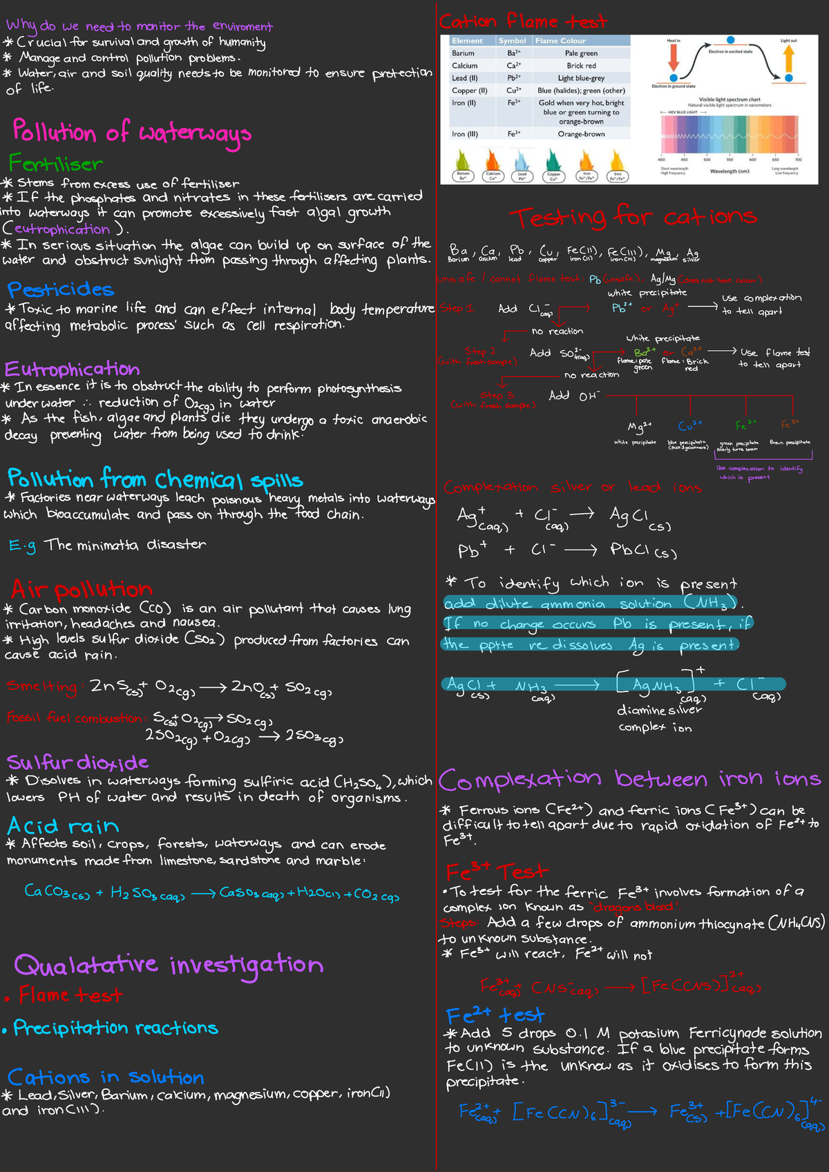 Mod 8 Depth Study IQ1&2 - Chemistry: Pollution & Cation Tests - Studocu