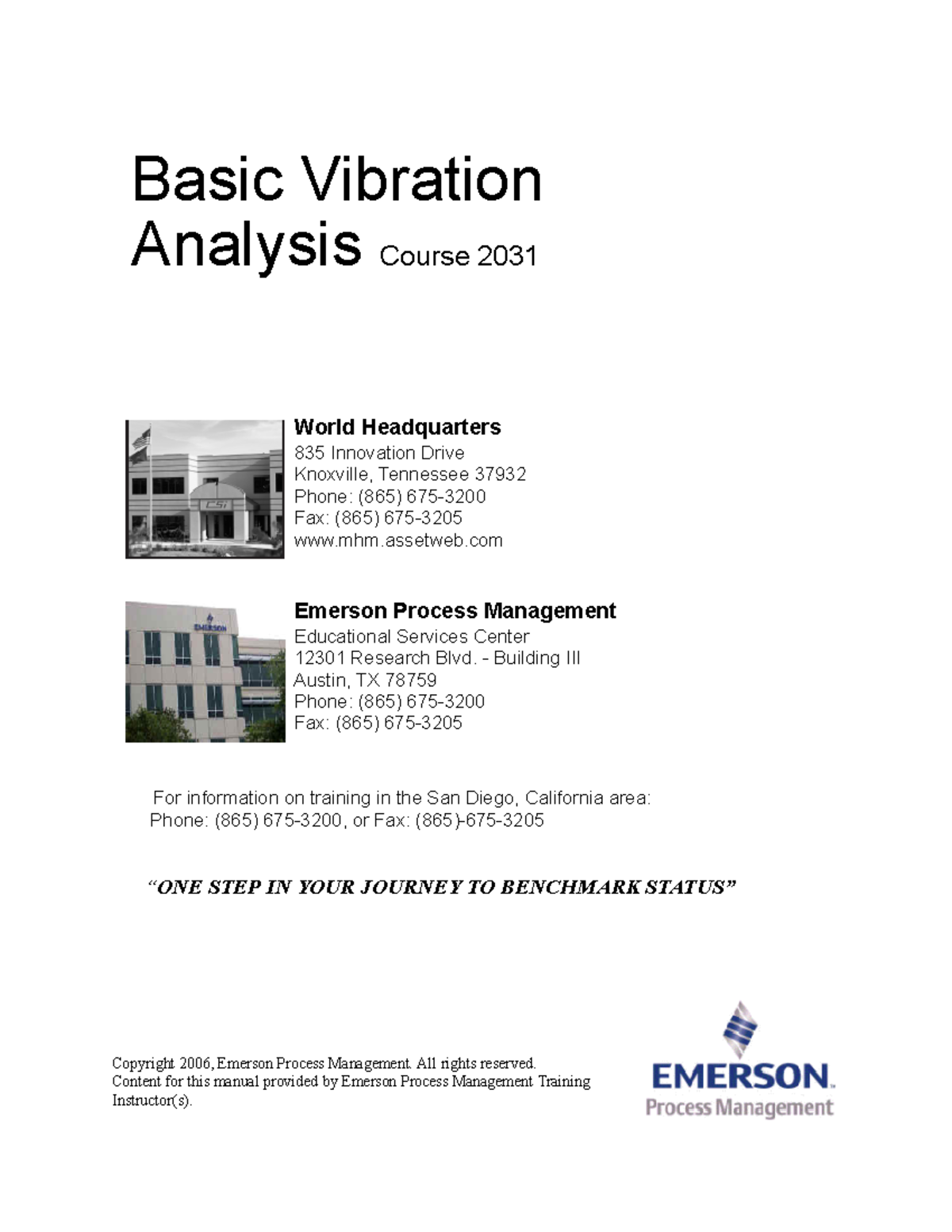 Emerson Basic Vibration Analysis Course 2031 Manual - Studocu
