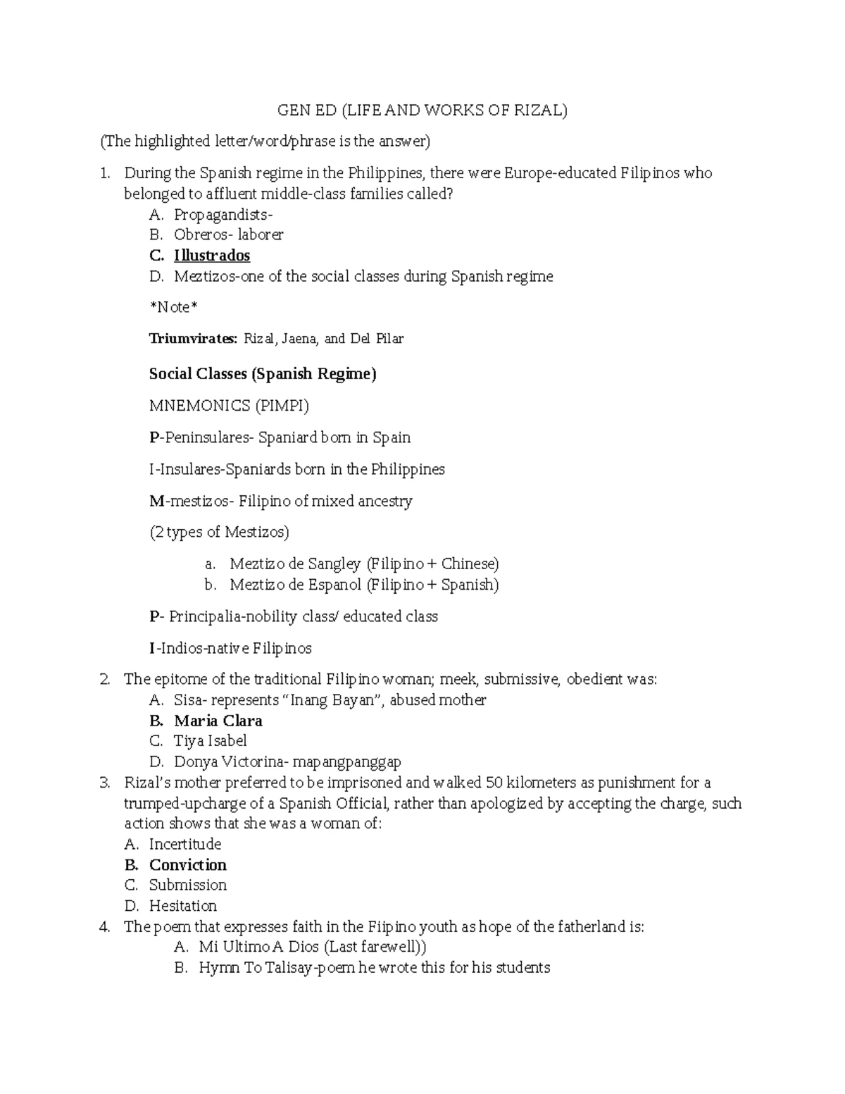 LET Reviewer 2023 GEN ED - GEN ED (LIFE AND WORKS OF RIZAL) (The ...