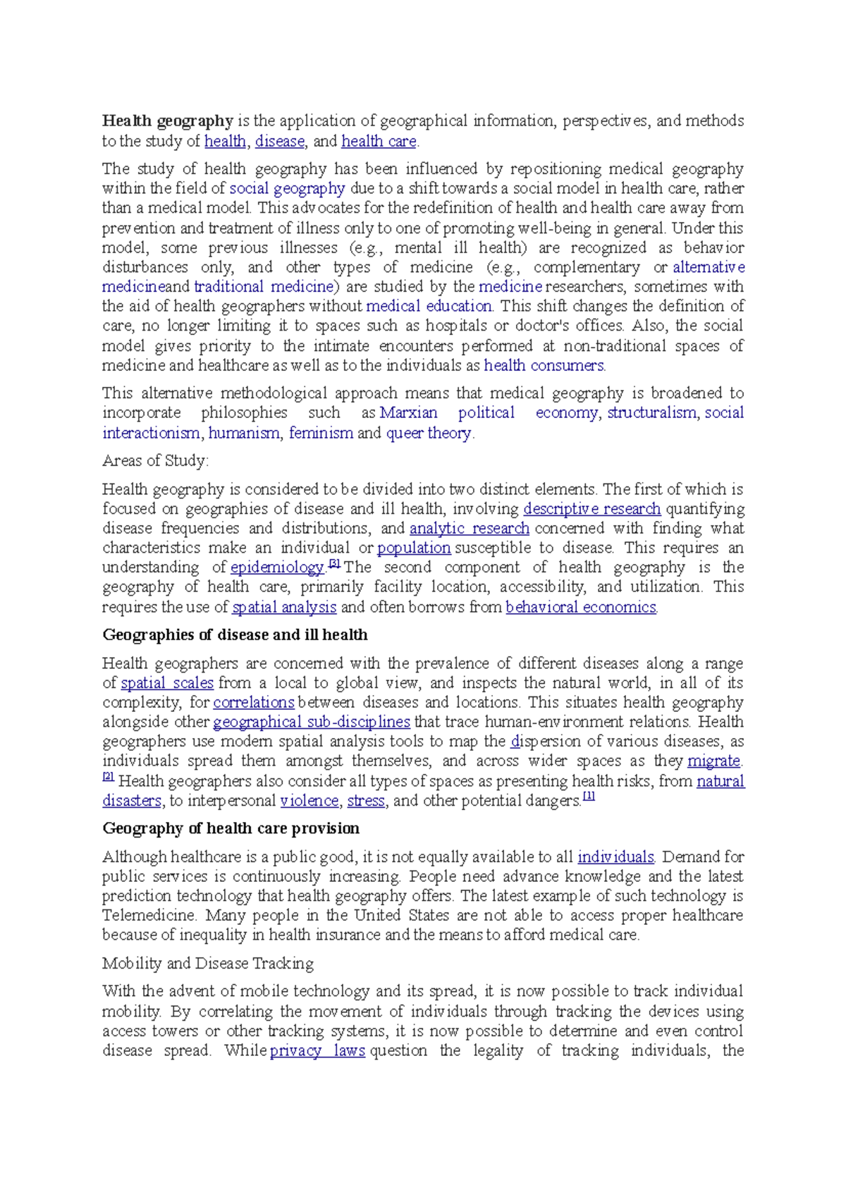 Health Geography: Exploring Disease, Care, and Spatial Analysis - Studocu