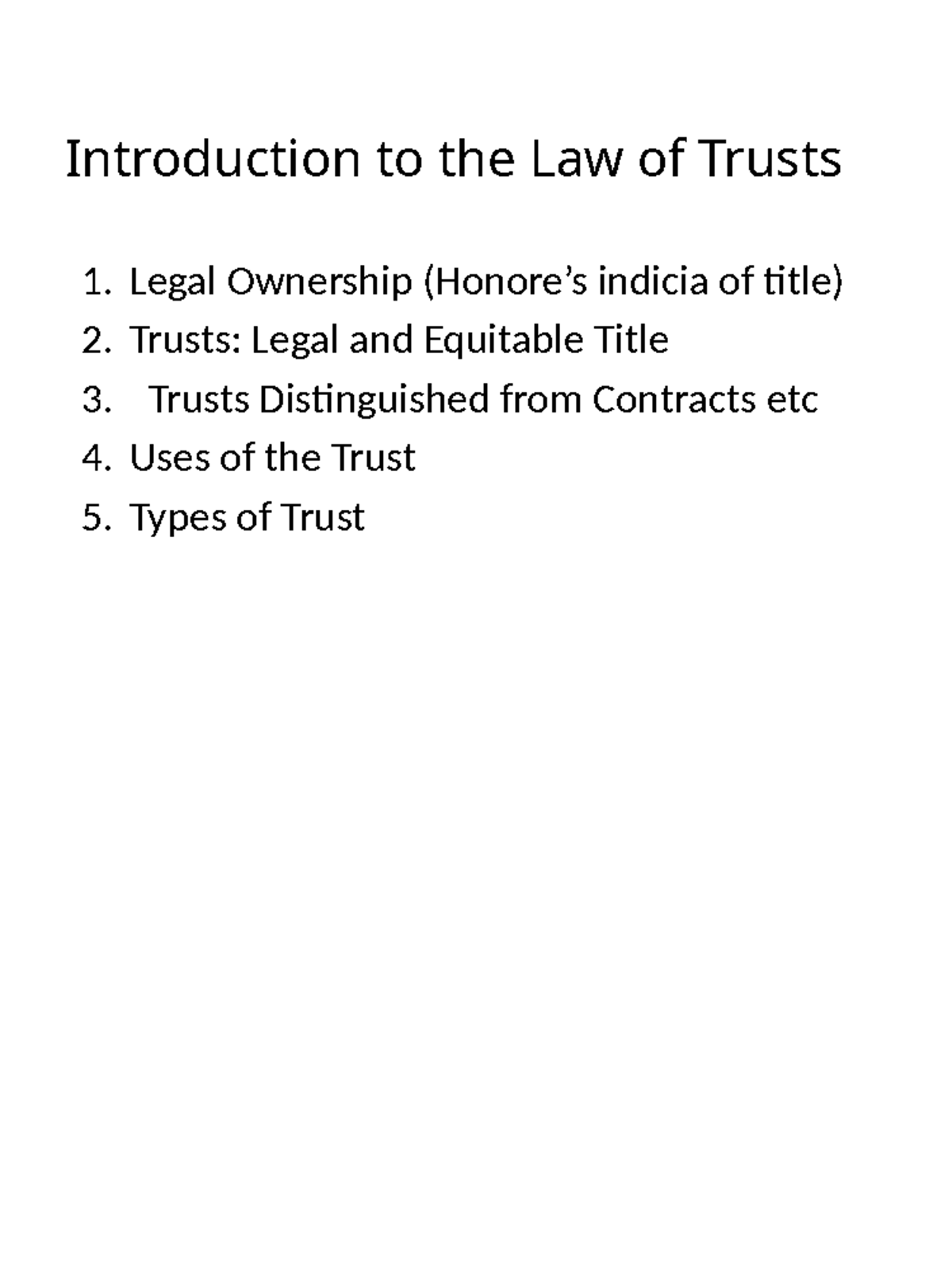 Introduction to the Law of Trusts (2025) - Key Concepts and Types - Studocu