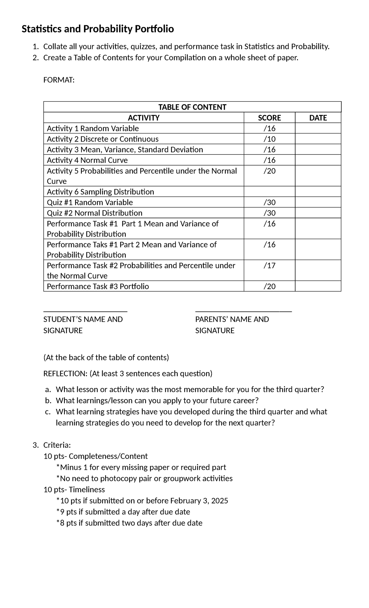 Stat and Prob Portfolio - Statistics and Probability Portfolio 1 ...