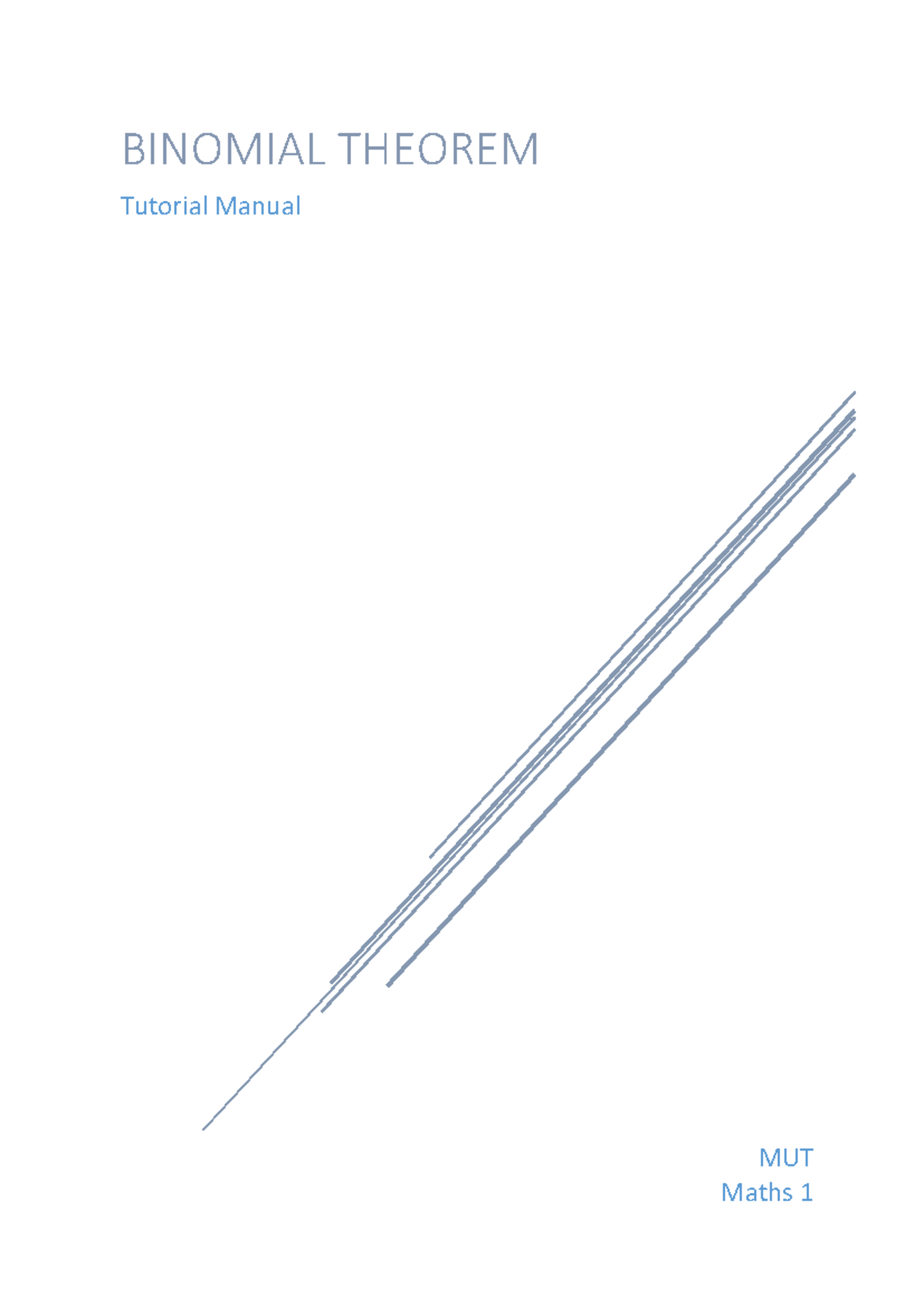 Maths 1: Binomial Theorem Tutorial with Exercises & Solutions - Studocu