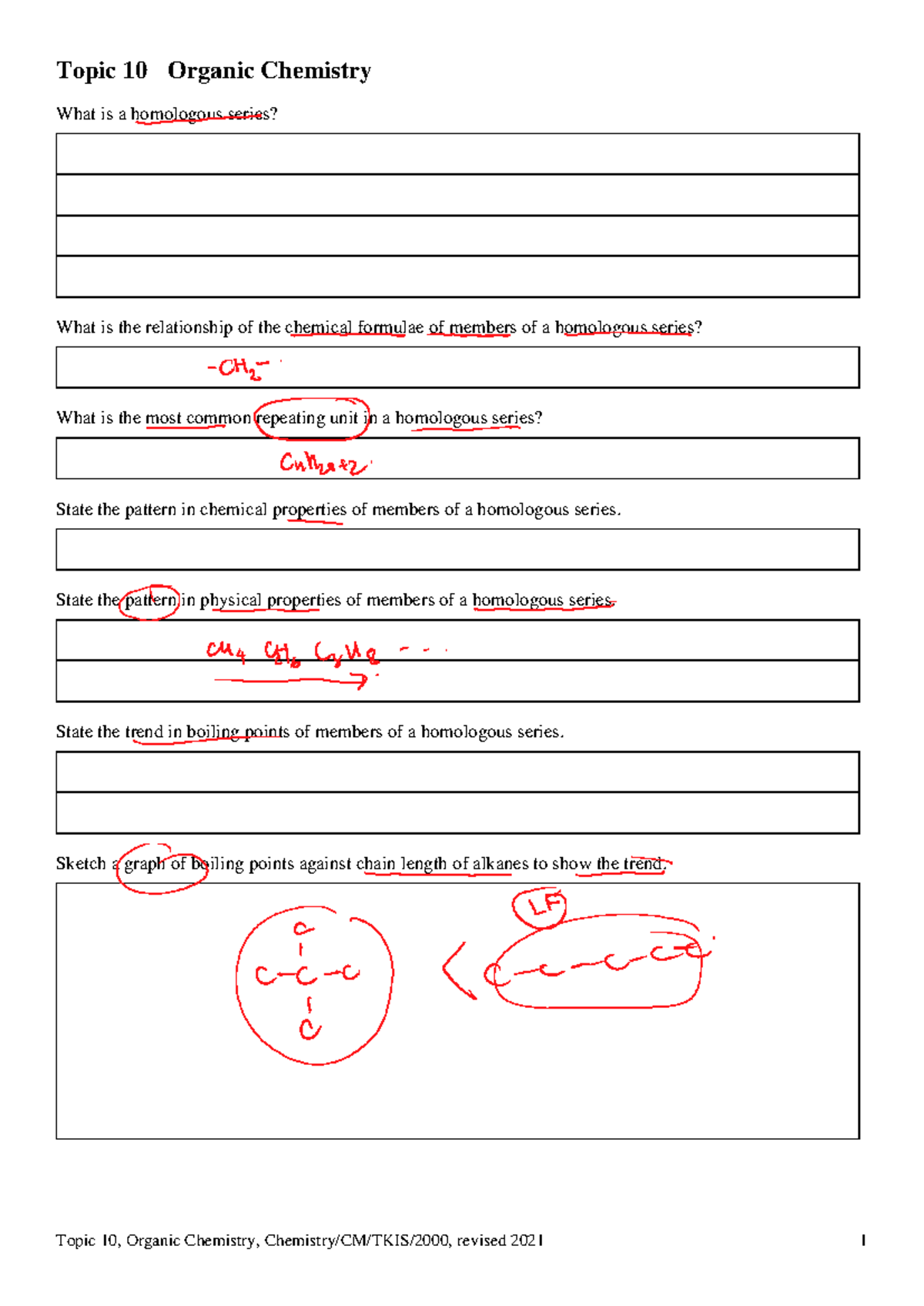 Revision Summary for Topic 10: Organic Chemistry Essentials - Studocu