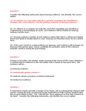 [Solved] Consider the following statements about the compellability - Law of Evidence (LEV 3701 ...
