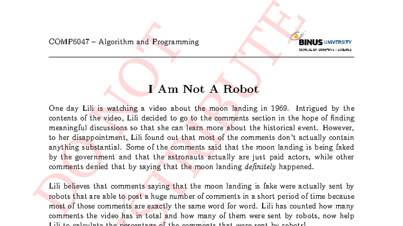 Calculating Robot Comment Percentage in COMP6047 Algorithm and ...