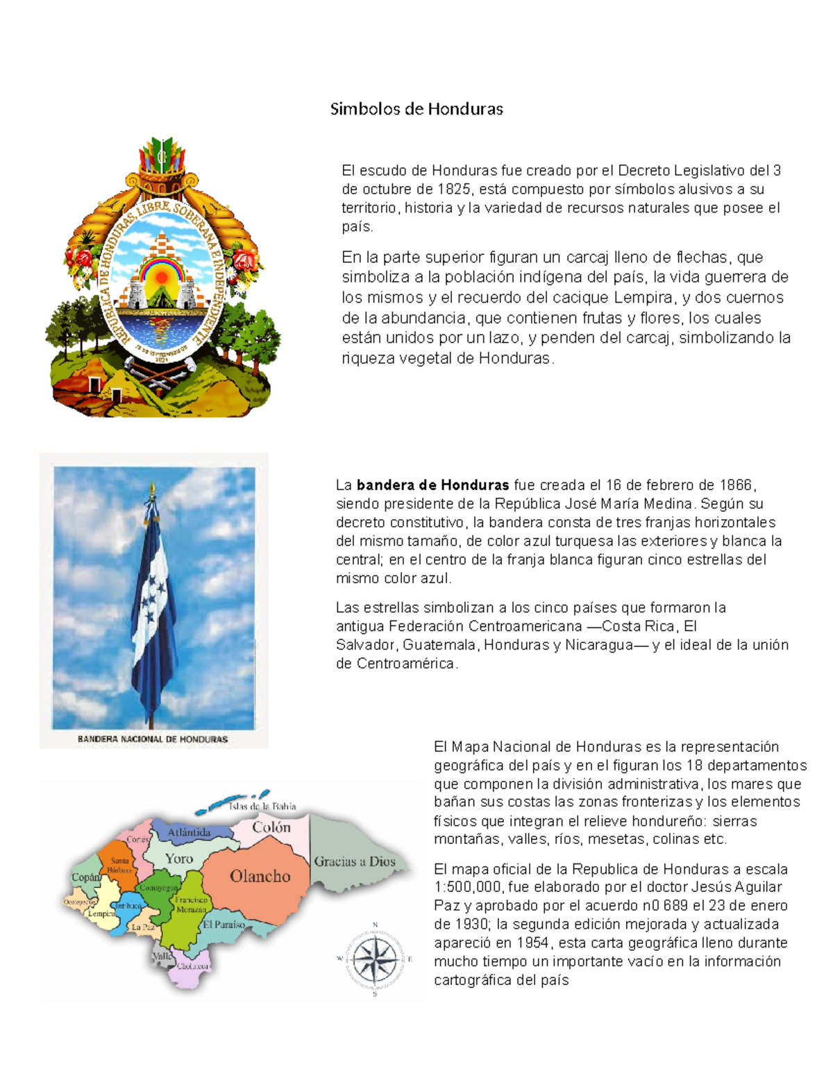 Símbolos Nacionales de Honduras y Países del Área Centroamericana - Studocu
