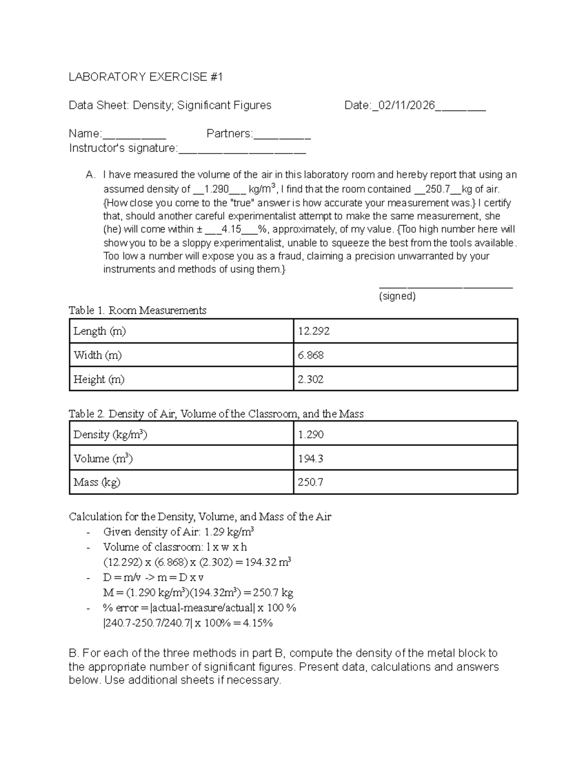 Lab 1: Density Measurements & Significant Figures Analysis - Studocu