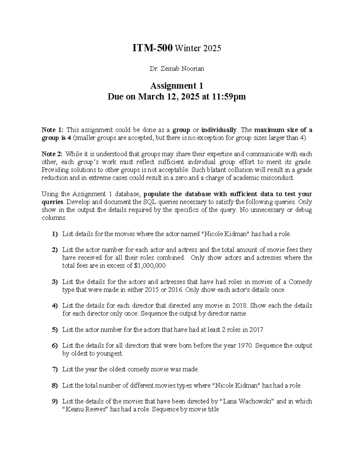 Winter 2025 CS101 Assignment 1: SQL Queries and Database Population - Studocu