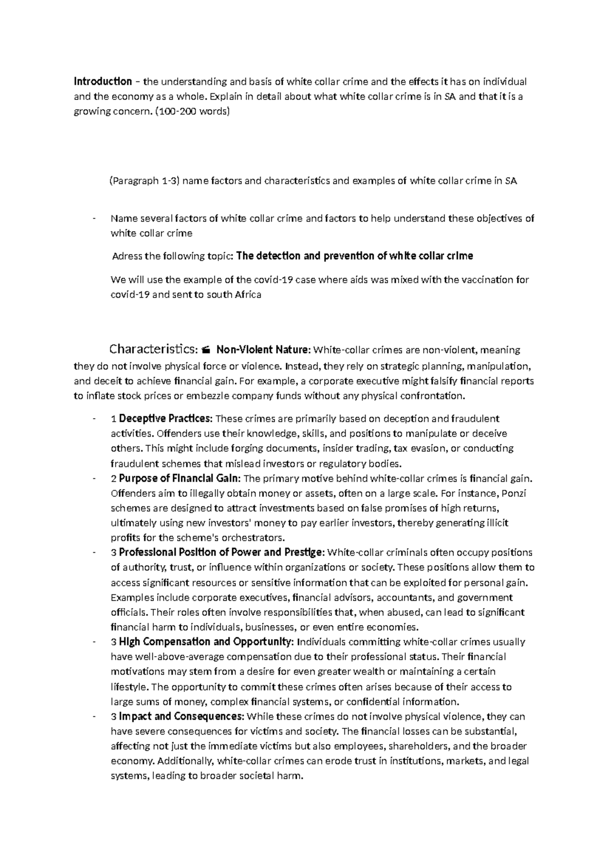 Prof com - White collar crime - Introduction – the understanding and ...
