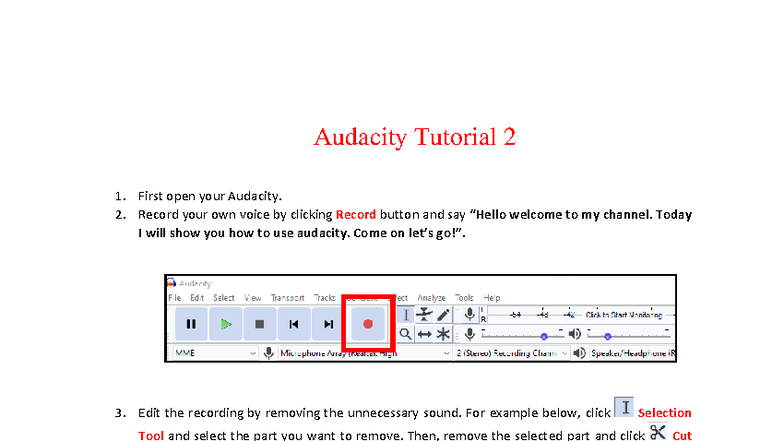 Audacity Tutorial 2: Step-by-Step Guide to Audio Editing - Studocu