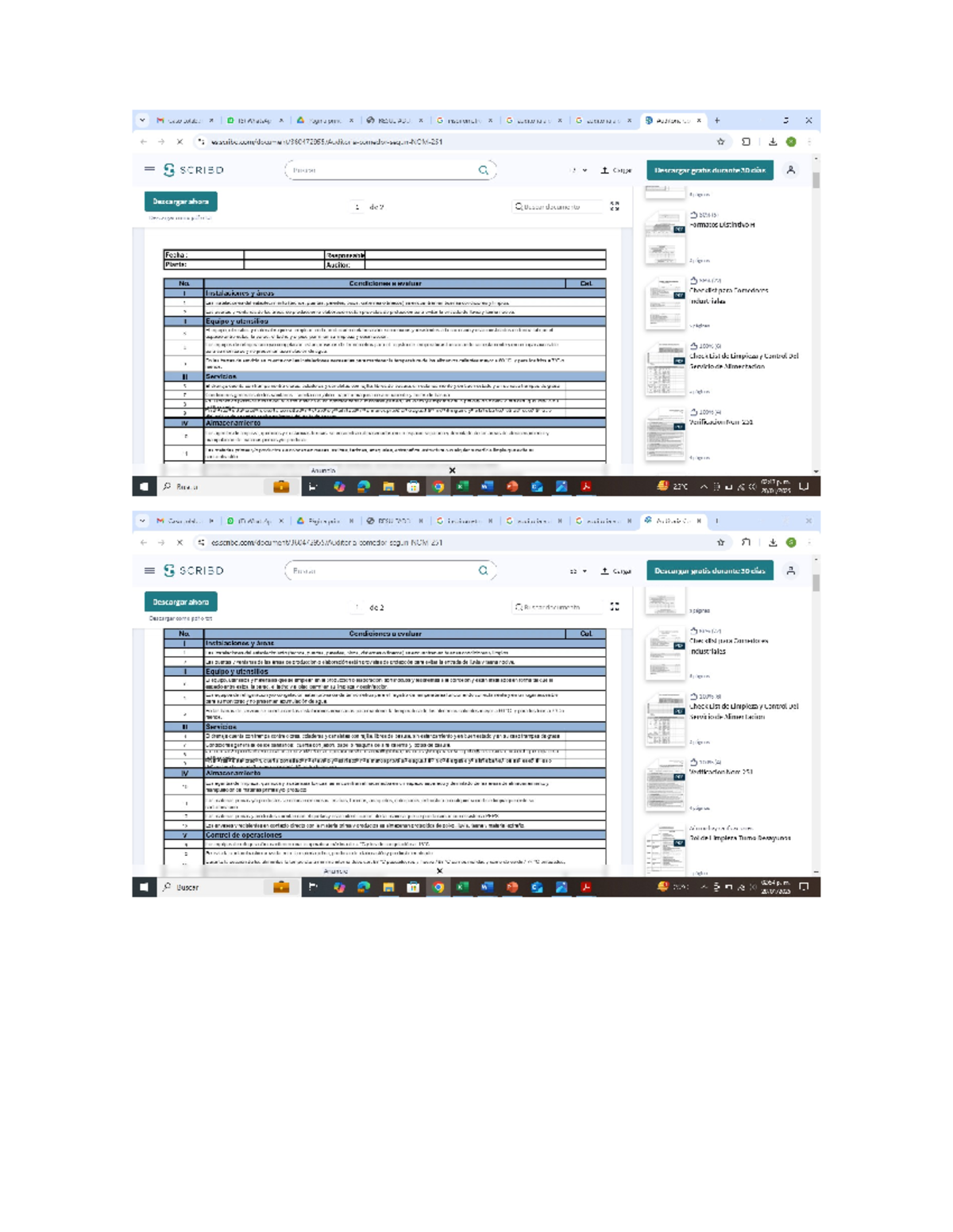 Auditoria Comedor - HHHHH - Caso colabo X (8) WhatsAp x Página princ RESULTADO G inspirometro x ...