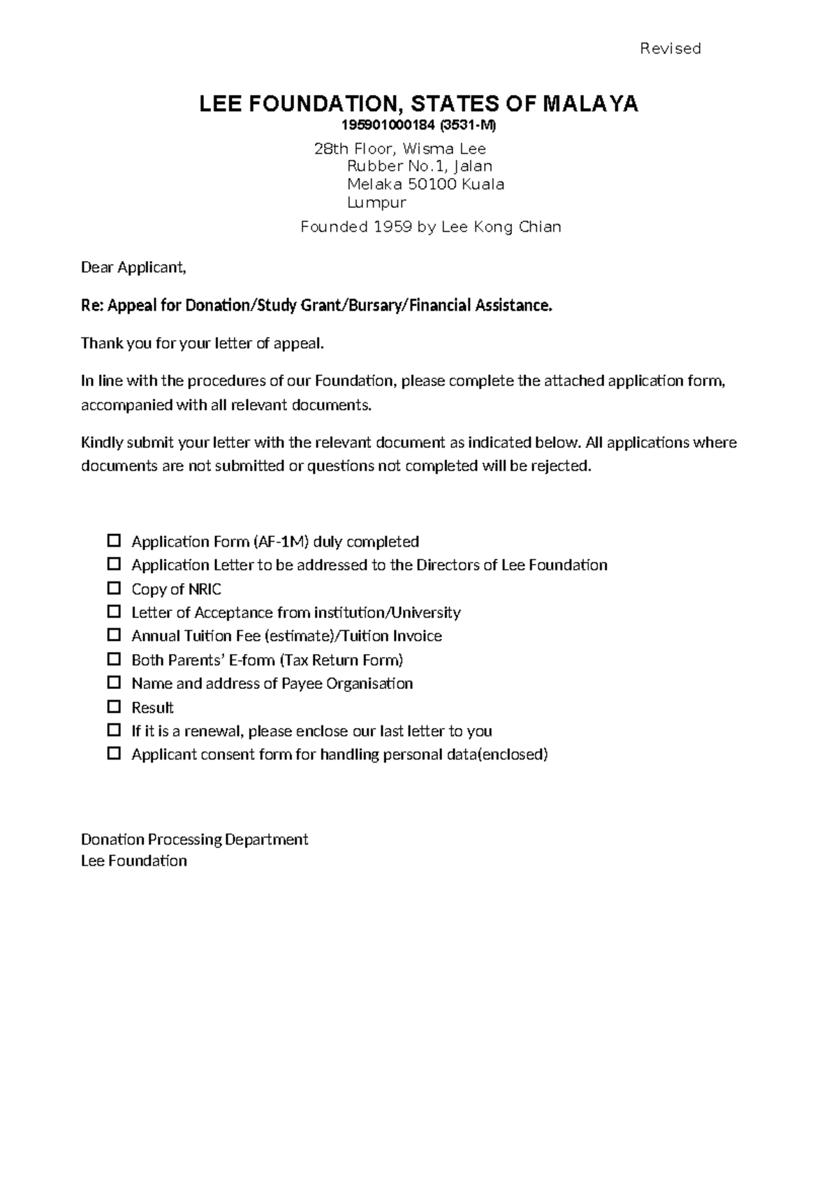 Application Form for Financial Assistance - AF-1M - Studocu