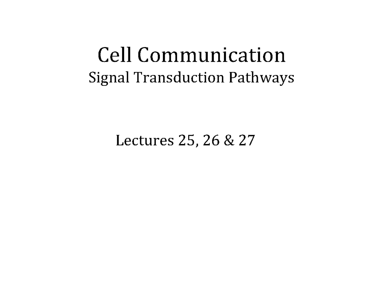 Cell Signaling and Signal Transduction: Lecture Notes (Biology 101 ...