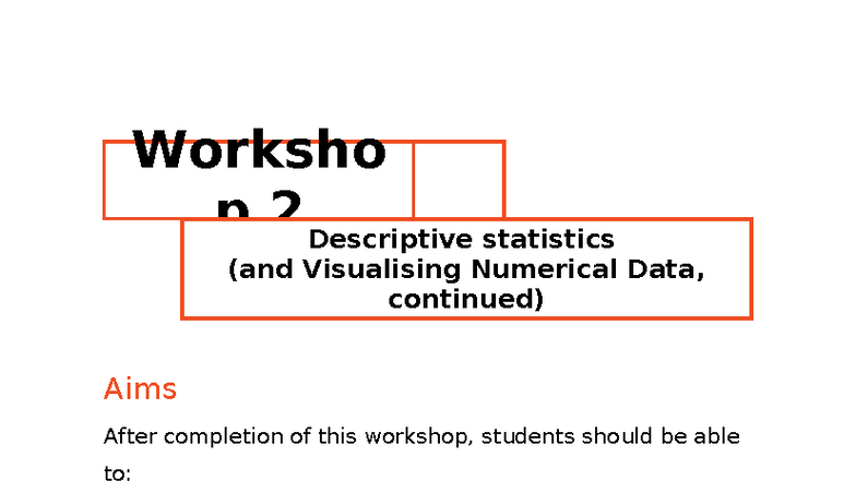 Workshop 2: Descriptive Statistics & Data Visualization (BUSS1020 ...