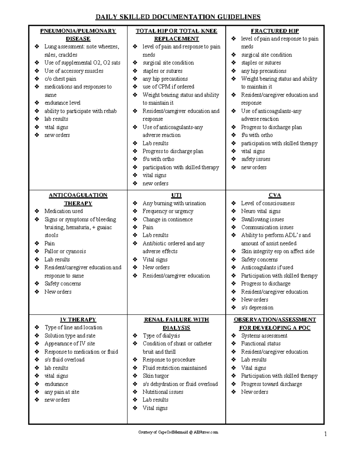 Daily Skilled Documentation Guideline - DAILY SKILLED DOCUMENTATION ...