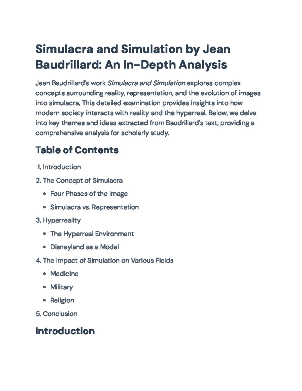 In-Depth Analysis of Jean Baudrillard's Simulacra and Simulation - This ...