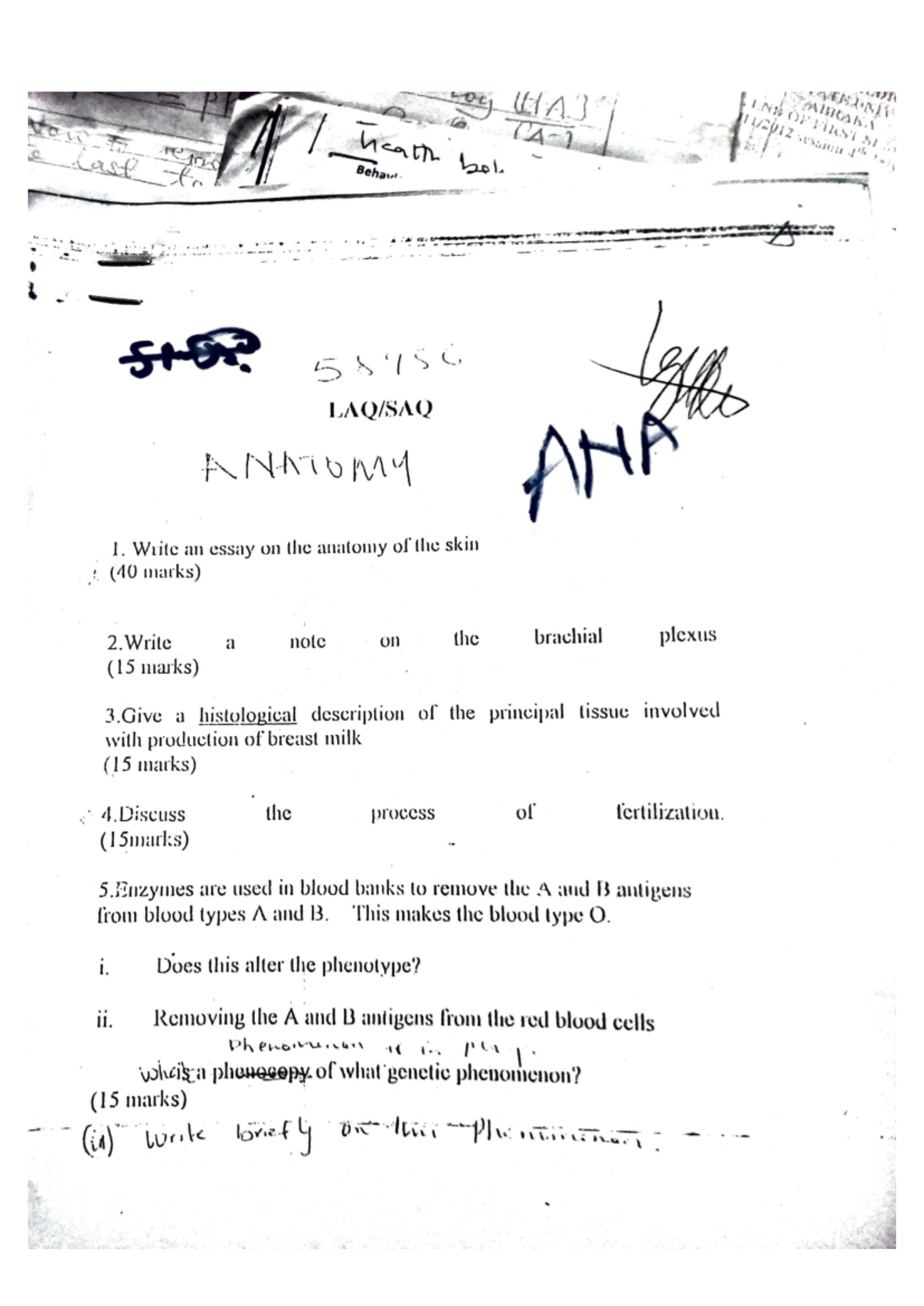 Anatomy Long Answer & Short Answer Questions - MBBS 200L Continuous ...