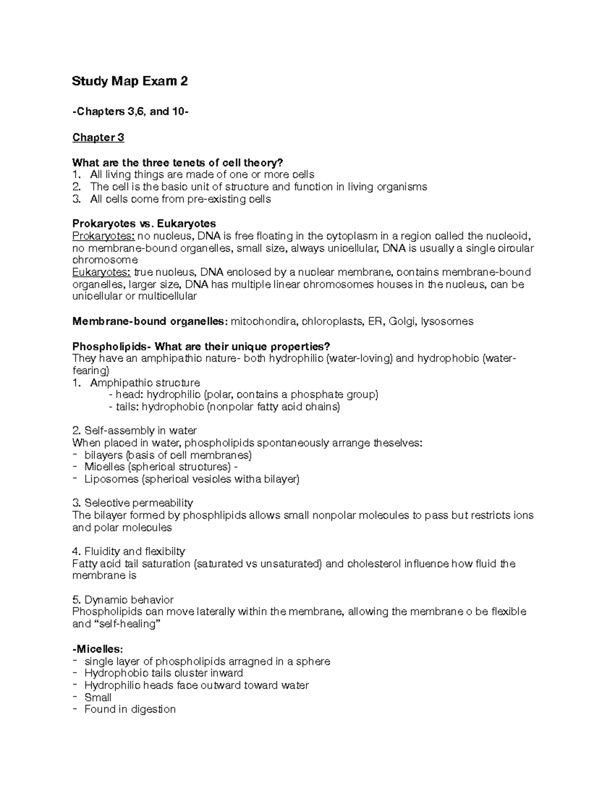 Biology Exam 2 Study Guide: Cell Structure & Function Overview - Studocu