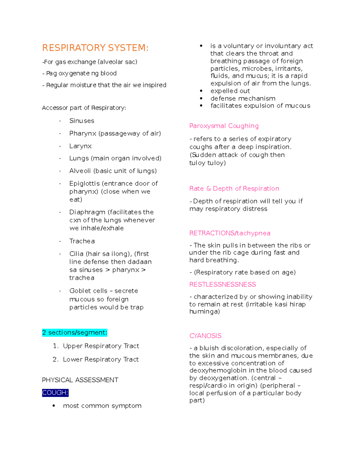 NCM 109 Pedia Midterm Reviewer on Respiratory & Cardiac Disorders - Studocu