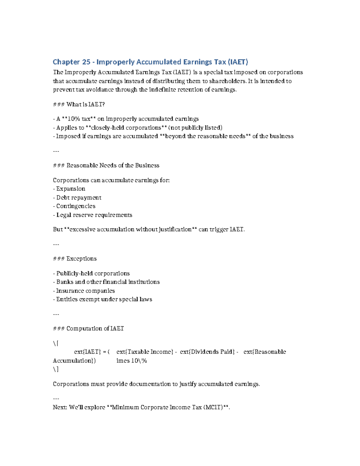 Chapter 25: Understanding Improperly Accumulated Earnings Tax (IAET ...