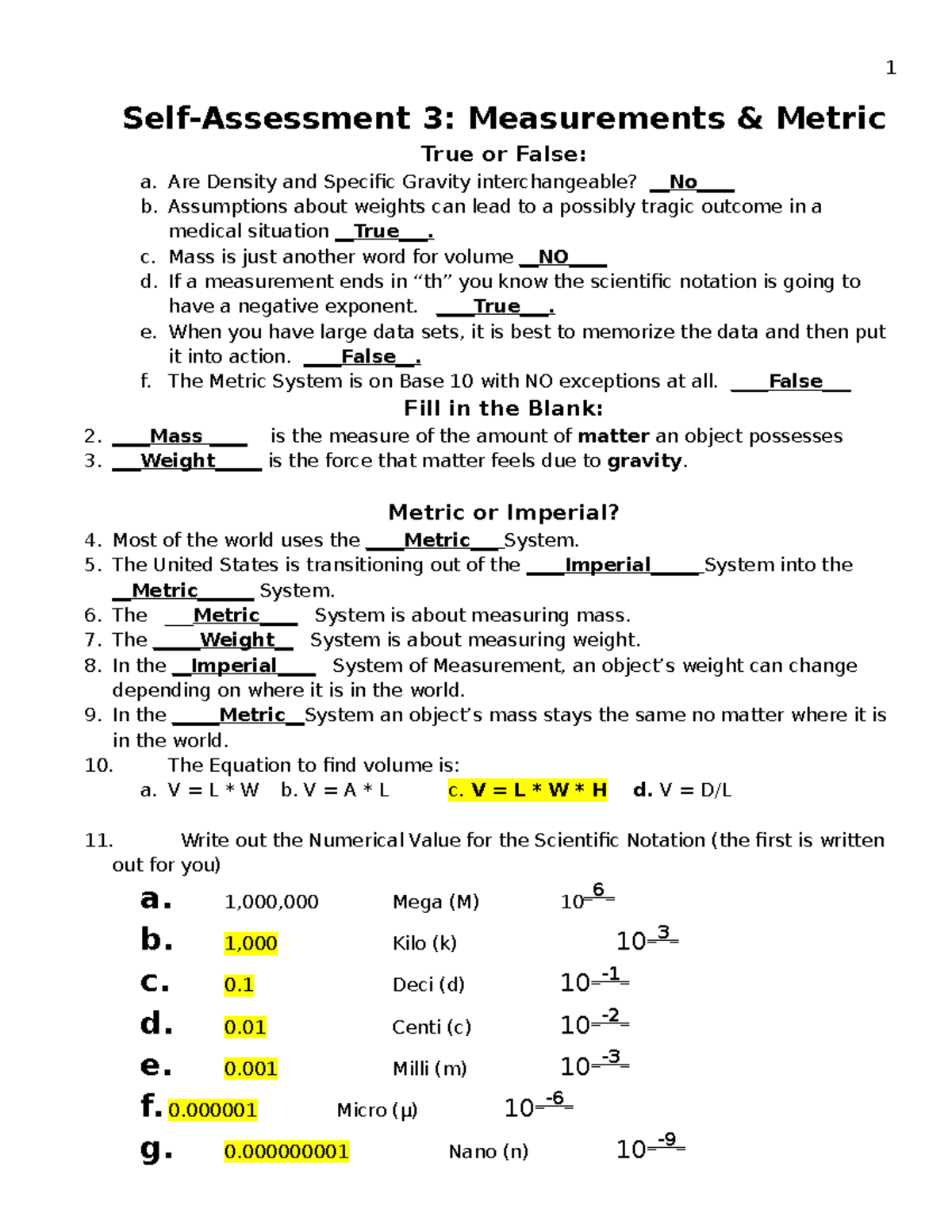 I-Best Assessment: Measurement Metrics True/False & Applications - Studocu