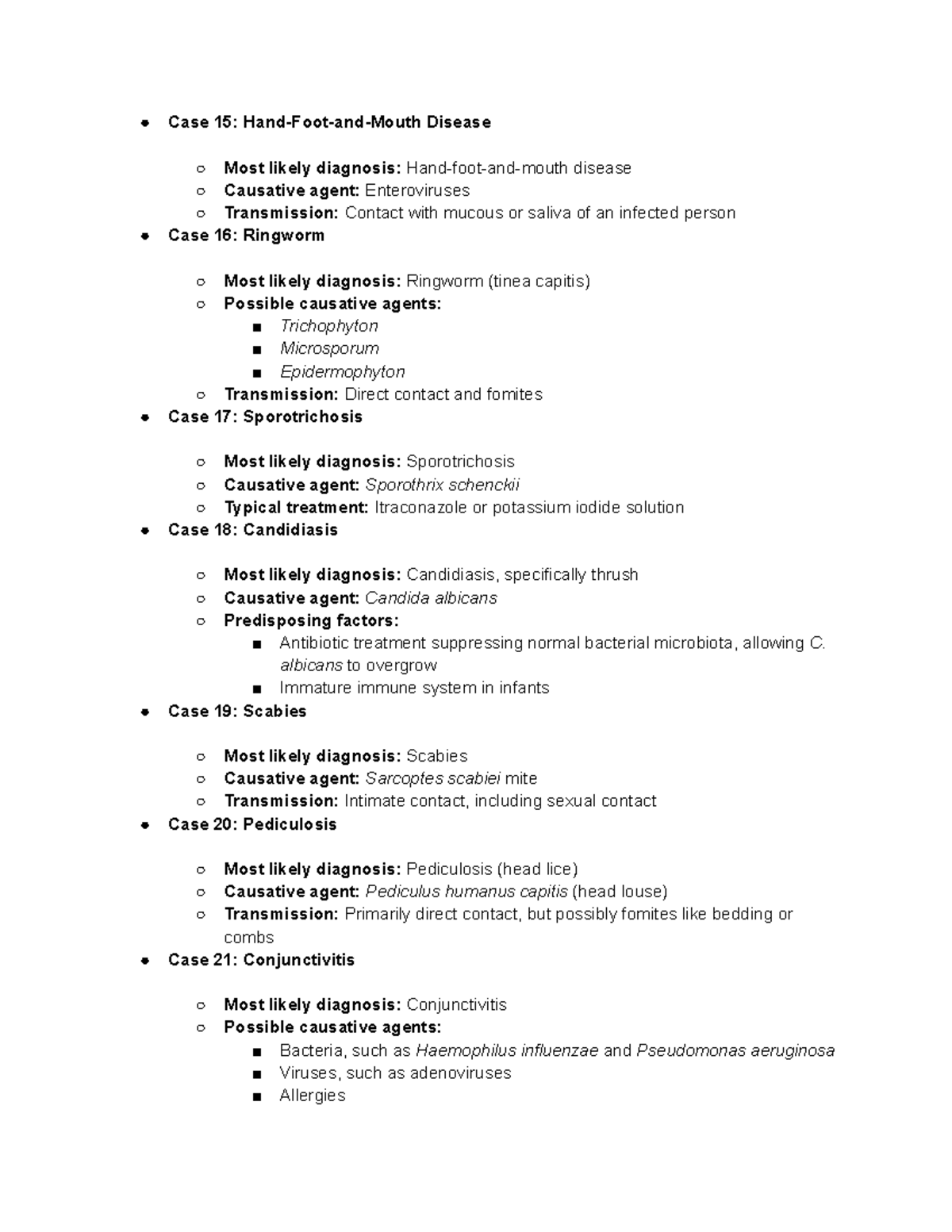 Microbiology Case Studies: Diagnoses & Causative Agents (Chap 1-6 ...