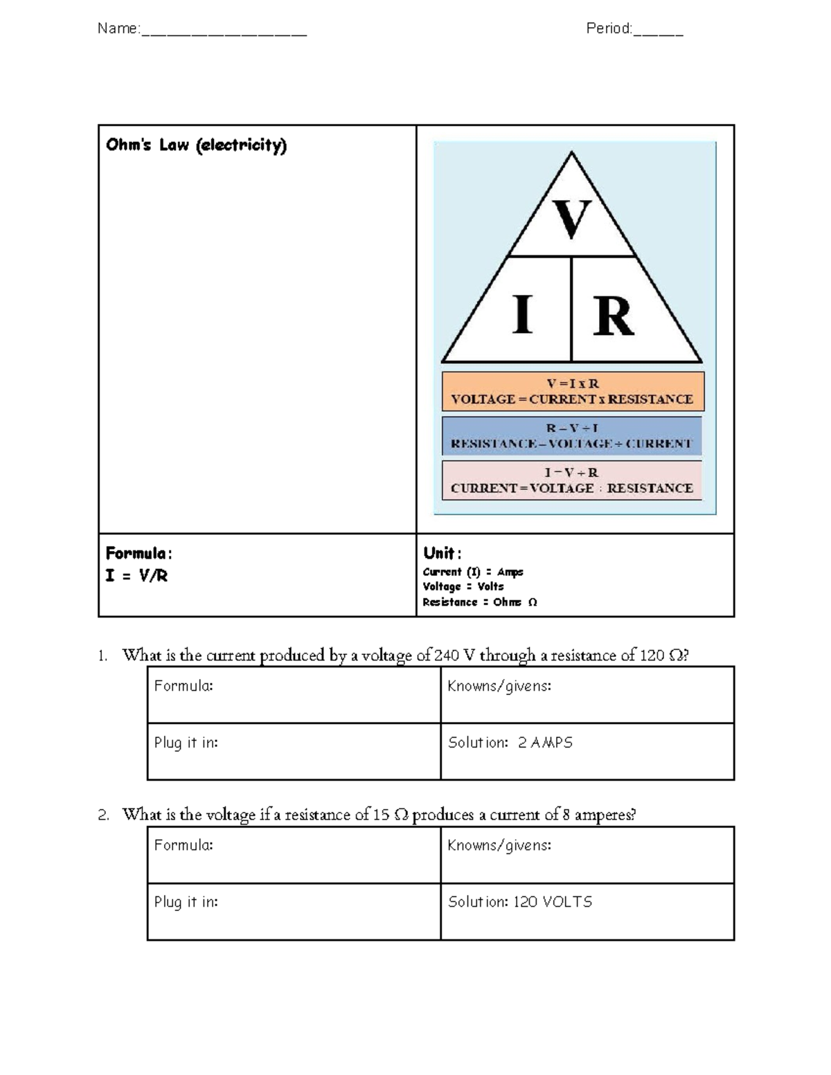 Ohm's Law Practice Problems for Electricity (Phy 101) - Studocu