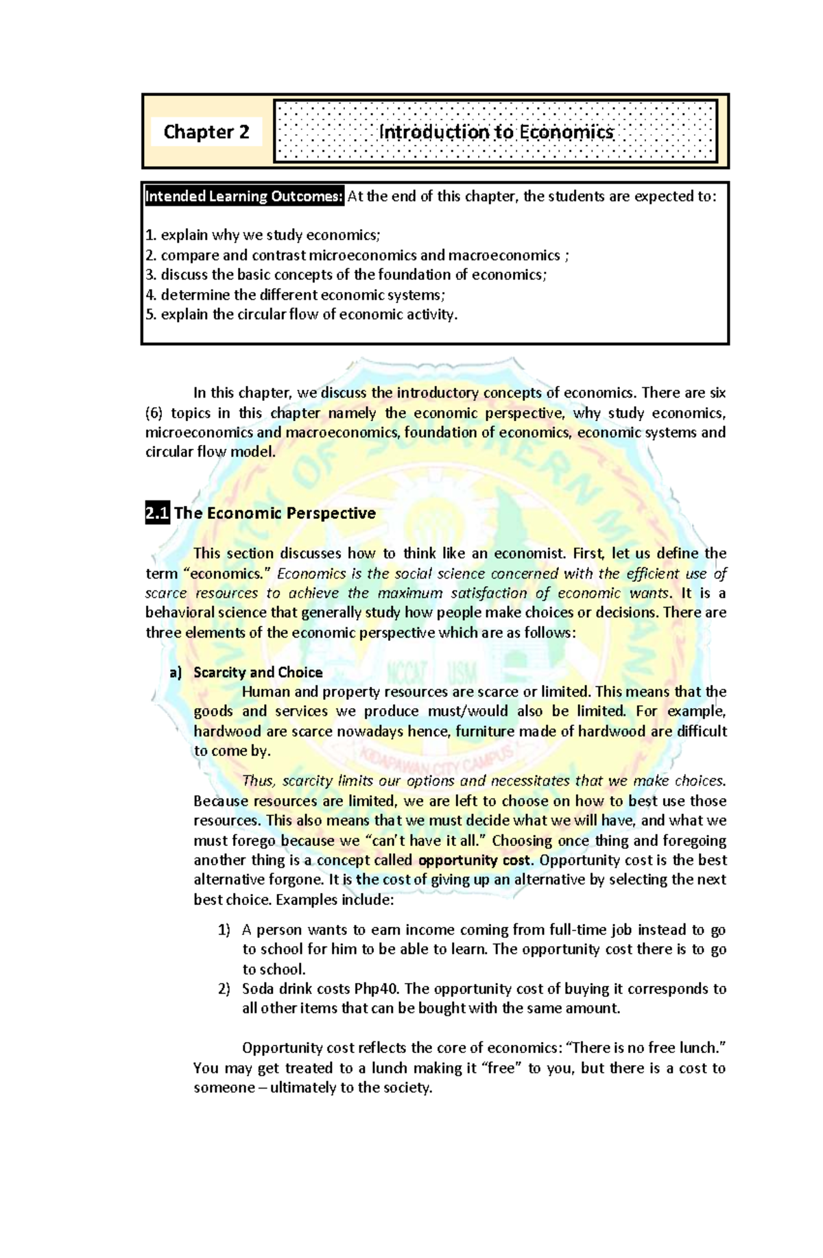-2- Soc St Ed 122 - Introduction to Economics - pw Intended Learning ...