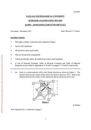 EE2103 homework AY2425 S1 Final - 1 2024 /202 5 Semester 1 EE2103 ...