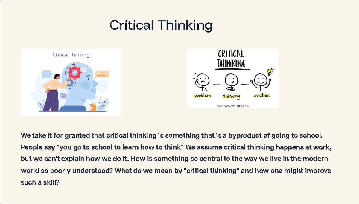 Critical Thinking Skills: Enhancing 21st Century Learning - Studocu