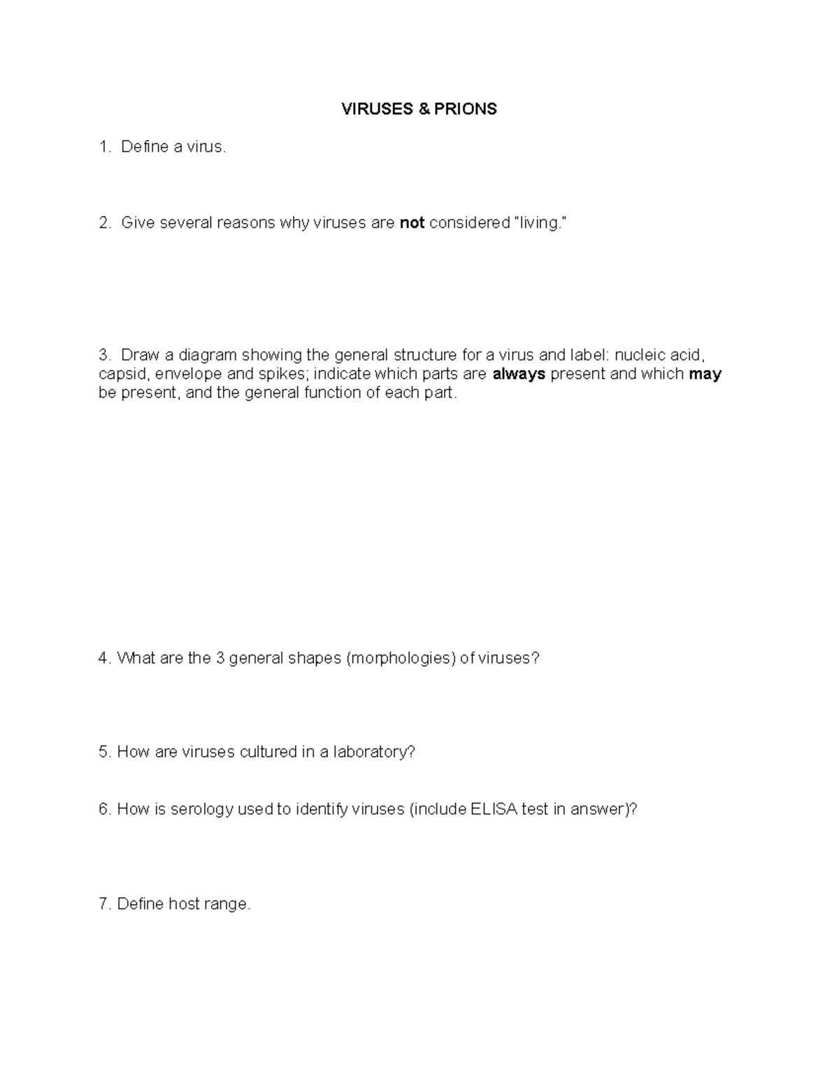 Viruses & Prions: Structure, Life Cycles, and Classification Notes ...