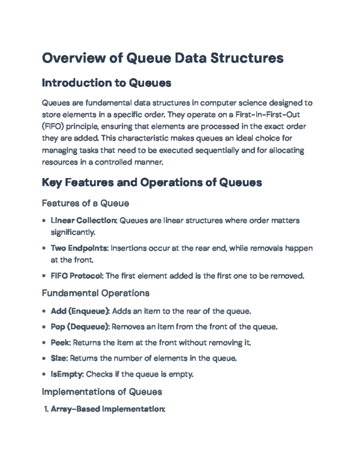 Queues and Priority Queues: Structure, Operations, and Applications - Overview of Queue Data ...