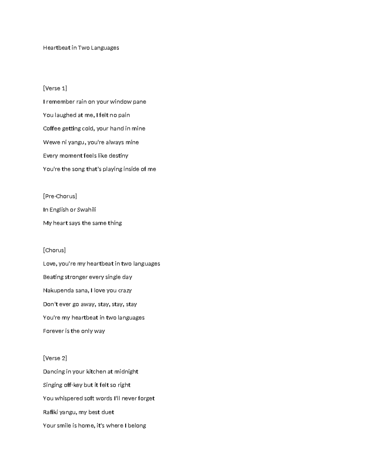 Heartbeat in Two Languages: A Poetic Love Reflection - Studocu