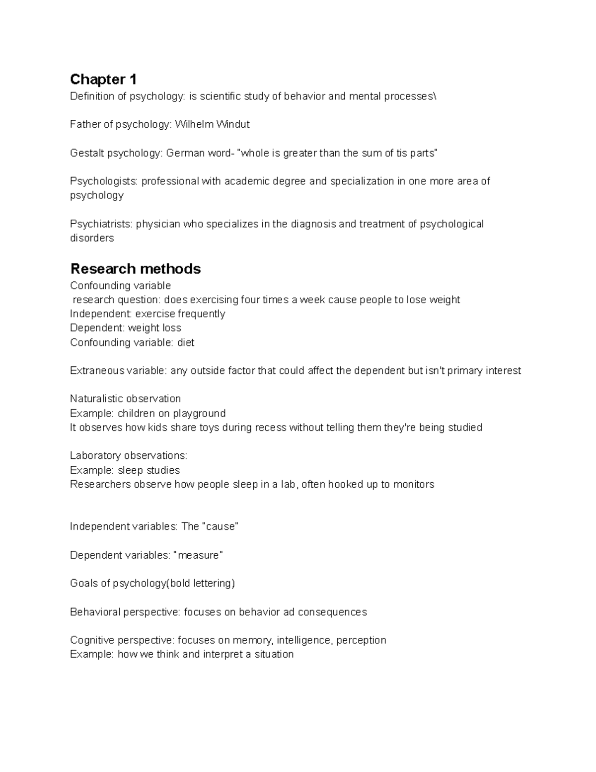 Psychology Study Guide: Key Concepts & Research Methods (PSY 101) - Studocu