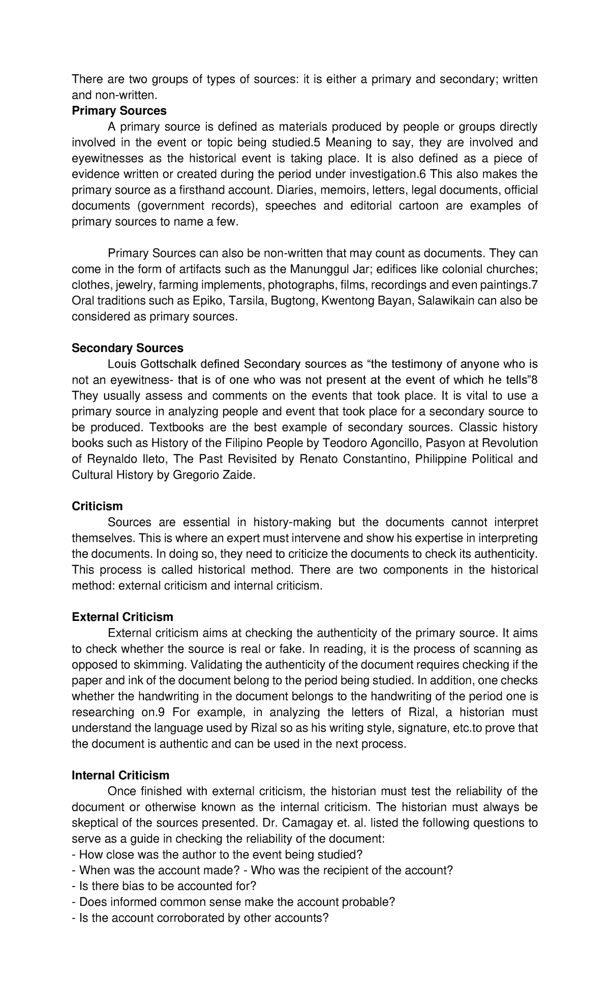 Types of sources history - There are two groups of types of sources: it ...