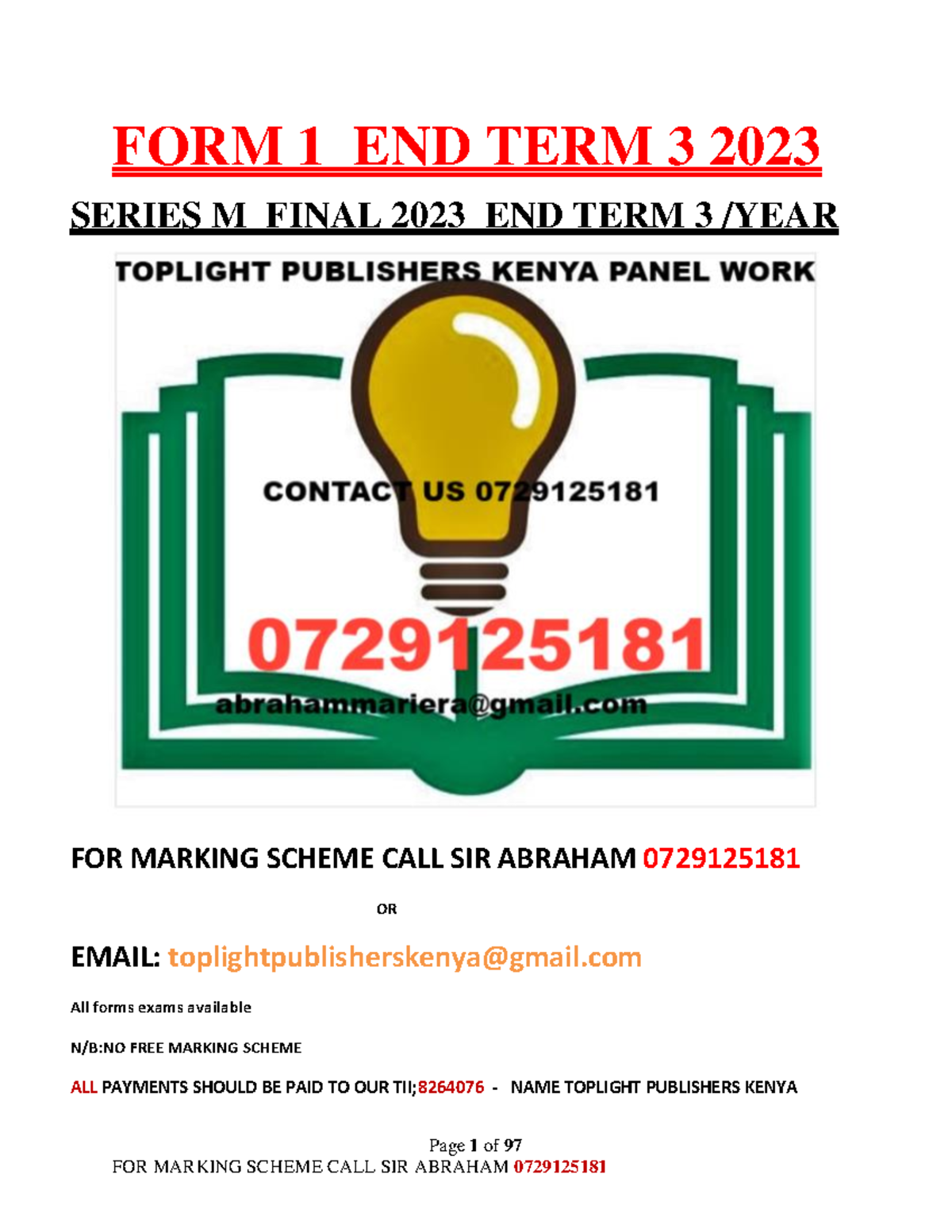 693804429 All Subjects FORM 1 END TERM 3 2023 - Page 1 of 97 FORM 1 END ...