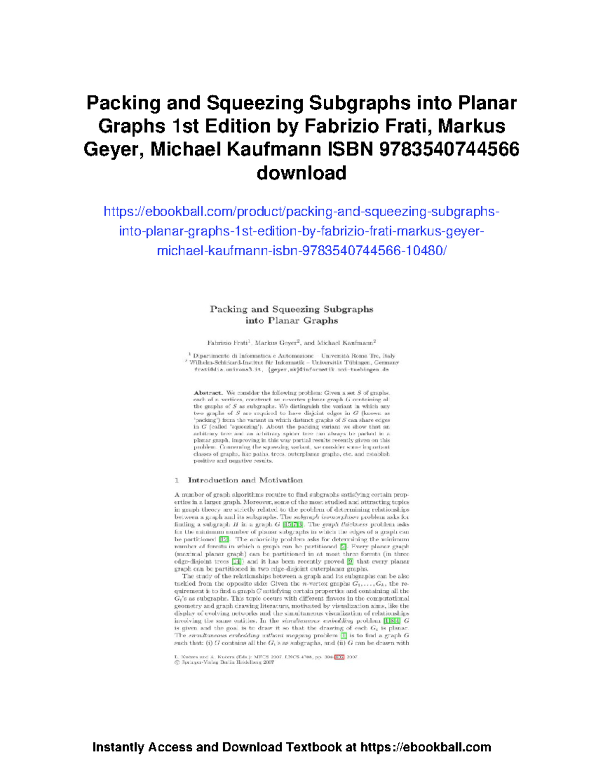 Packing and Squeezing Subgraphs into Planar Graphs: A Study on Graph ...