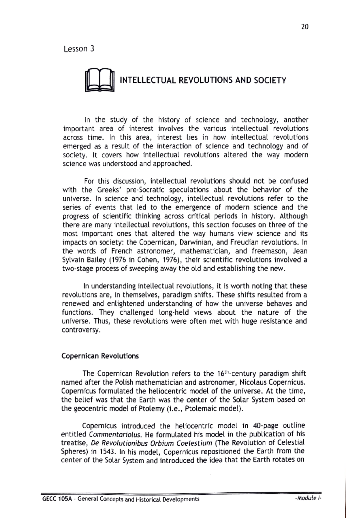 Sts-m3 - reviewer - Lesson 3 rn INTELLECTUALREVOLUTIONS AND SOCIETY In ...