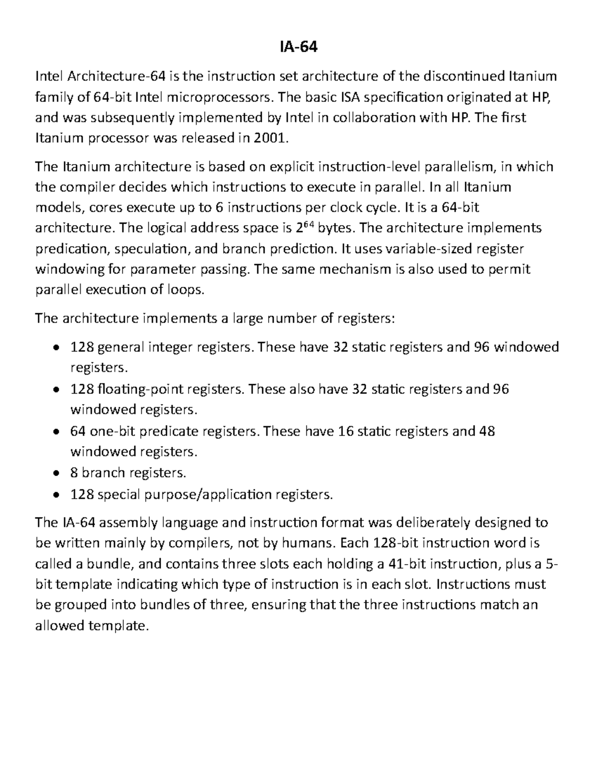 IA64 - Intel Architecture (IA64) in Computer Architecture - IA- 64 ...