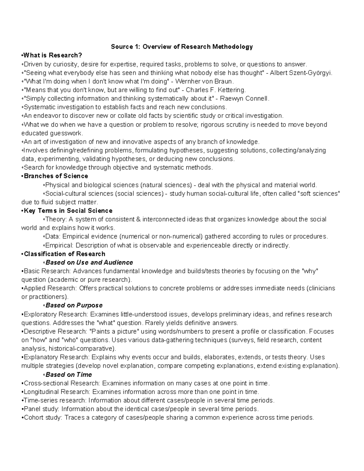 PPNC 2023 Midterm Revision: Research Methodology Overview and Techniques - Studocu